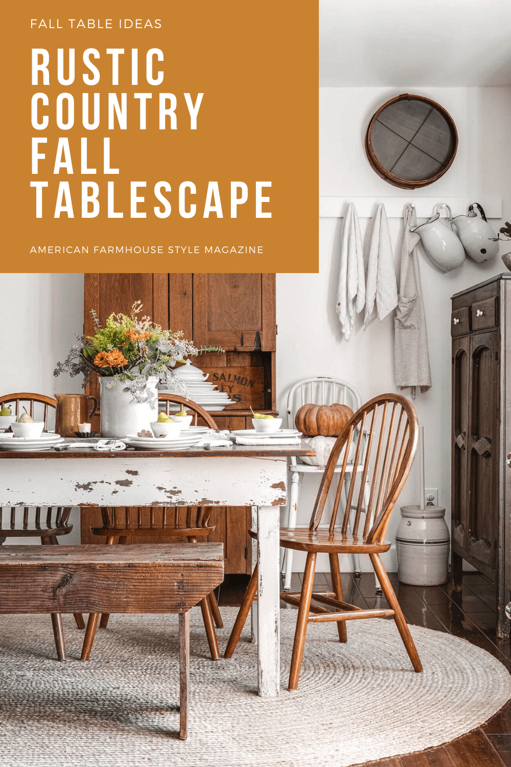 Rustic Country Fall Tablescape - American Farmhouse Style